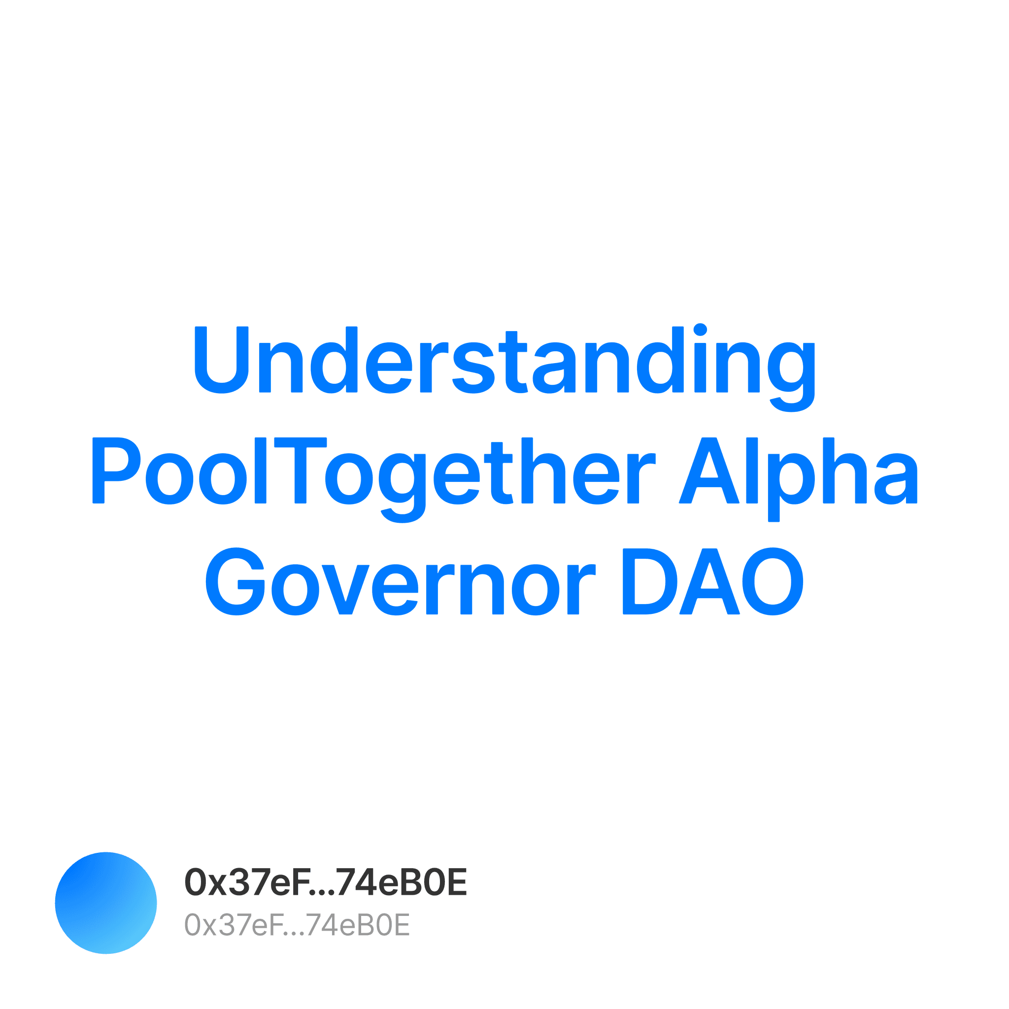 Understanding PoolTogether Alpha Governor DAO - Collection | OpenSea Understanding PoolTogether Alpha Governor DAO - Collection | OpenSea
