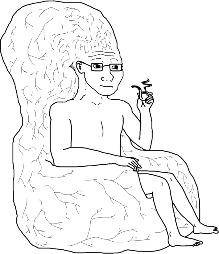 Wojak Sitting In Big Brain Chair Wojak Feels Guy Opensea