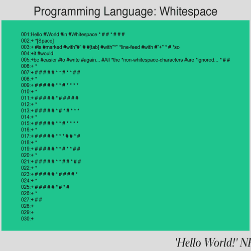 Hello World! program in Whitespace - The Hello World! Program ...