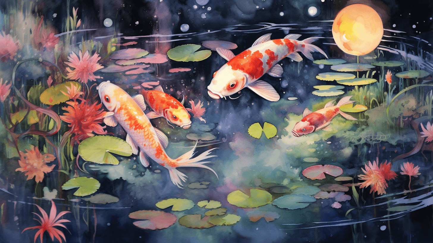 Luminous Koi: Watercolor Paintings of Moonlit Ponds - Collection | OpenSea Luminous Koi: Watercolor Paintings of Moonlit Ponds - Collection | OpenSea