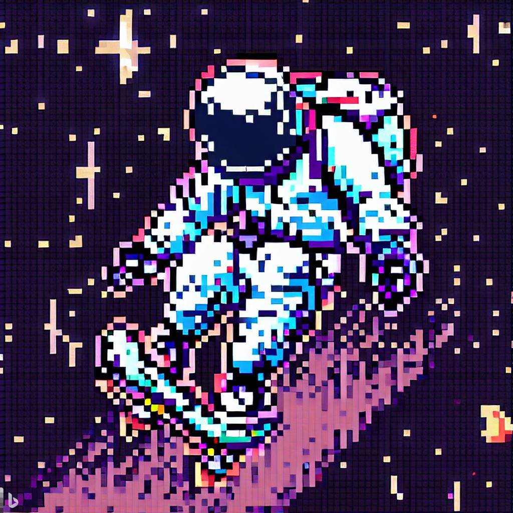 Astronaut skate boarding in space, pixel art - Collection | OpenSea