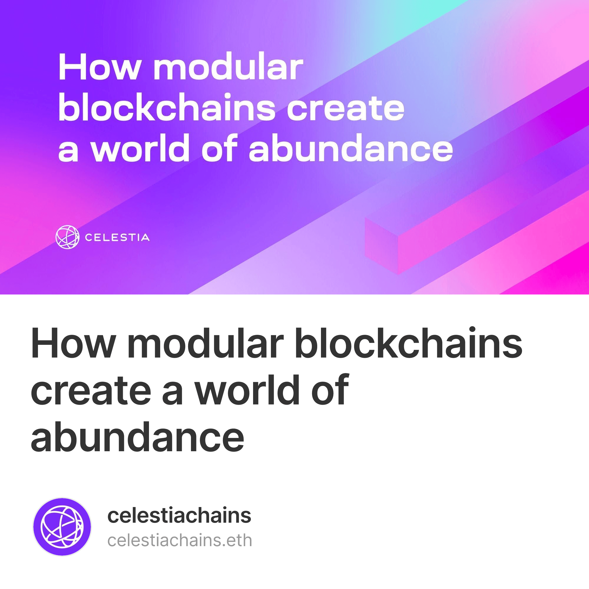 How modular blockchains create a world of abundance - Collection | OpenSea How modular blockchains create a world of abundance - Collection | OpenSea