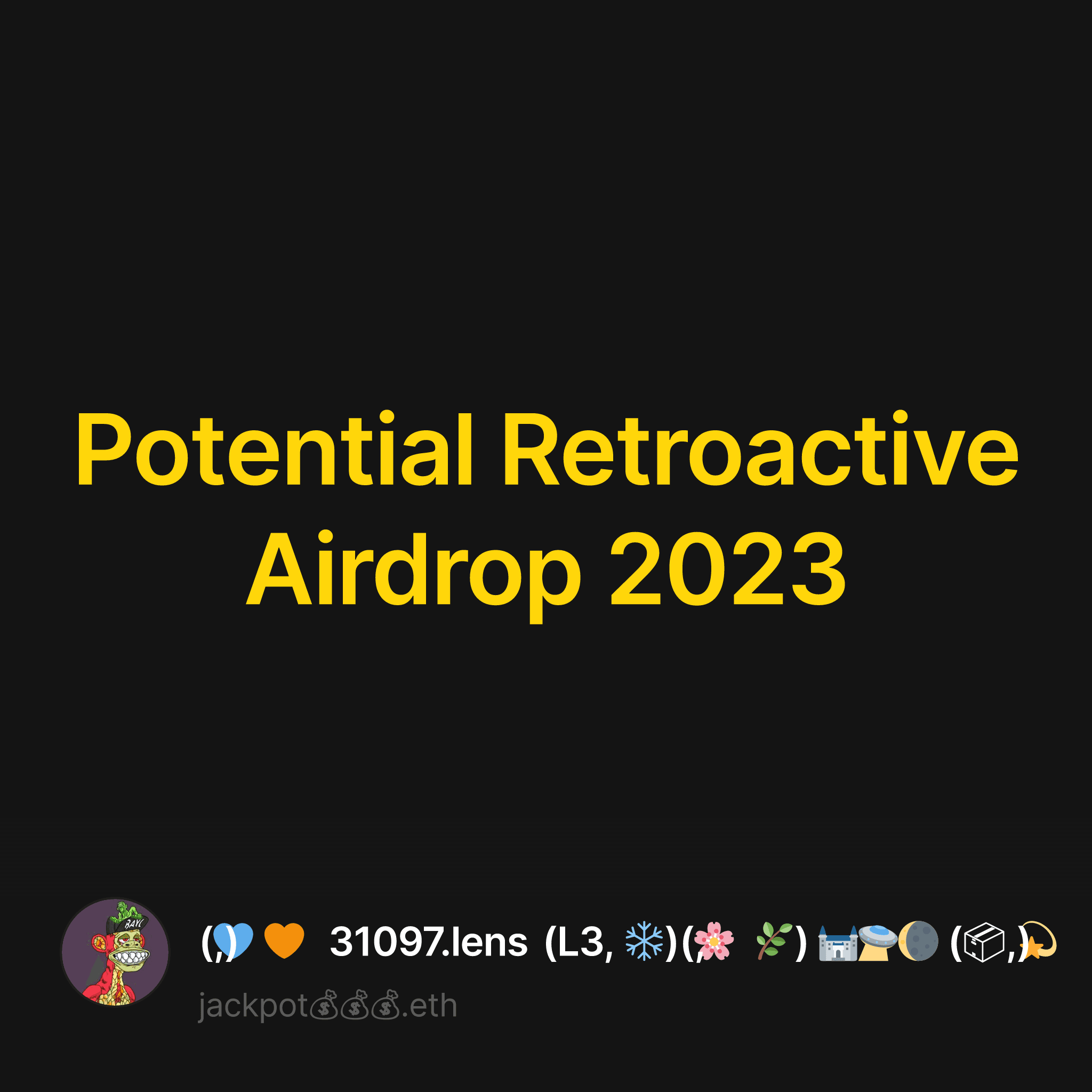 Potential Retroactive Airdrop 2023 - Collection | OpenSea Potential Retroactive Airdrop 2023 - Collection | OpenSea
