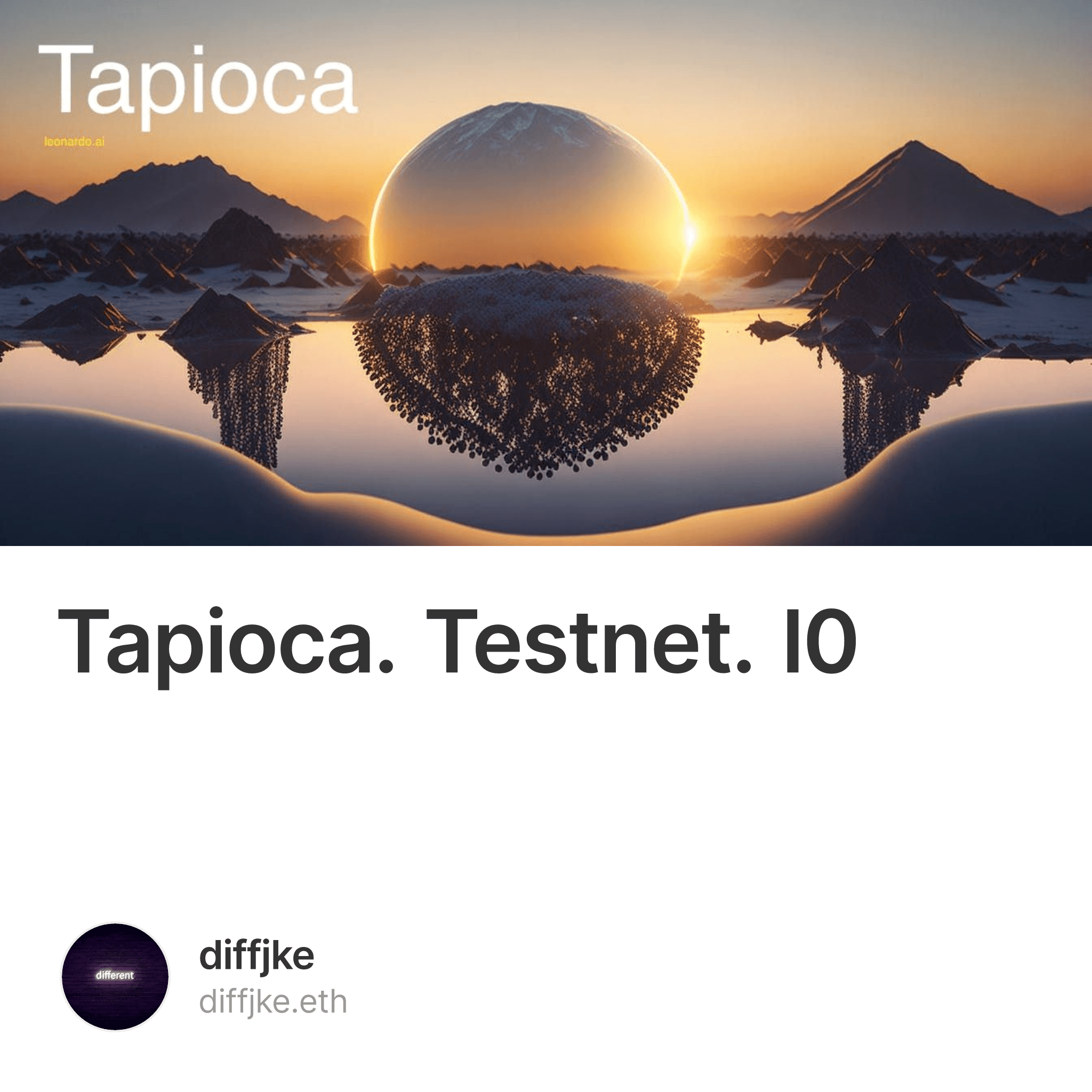 Tapioca. Testnet. l0 - Collection | OpenSea Tapioca. Testnet. l0 - Collection | OpenSea
