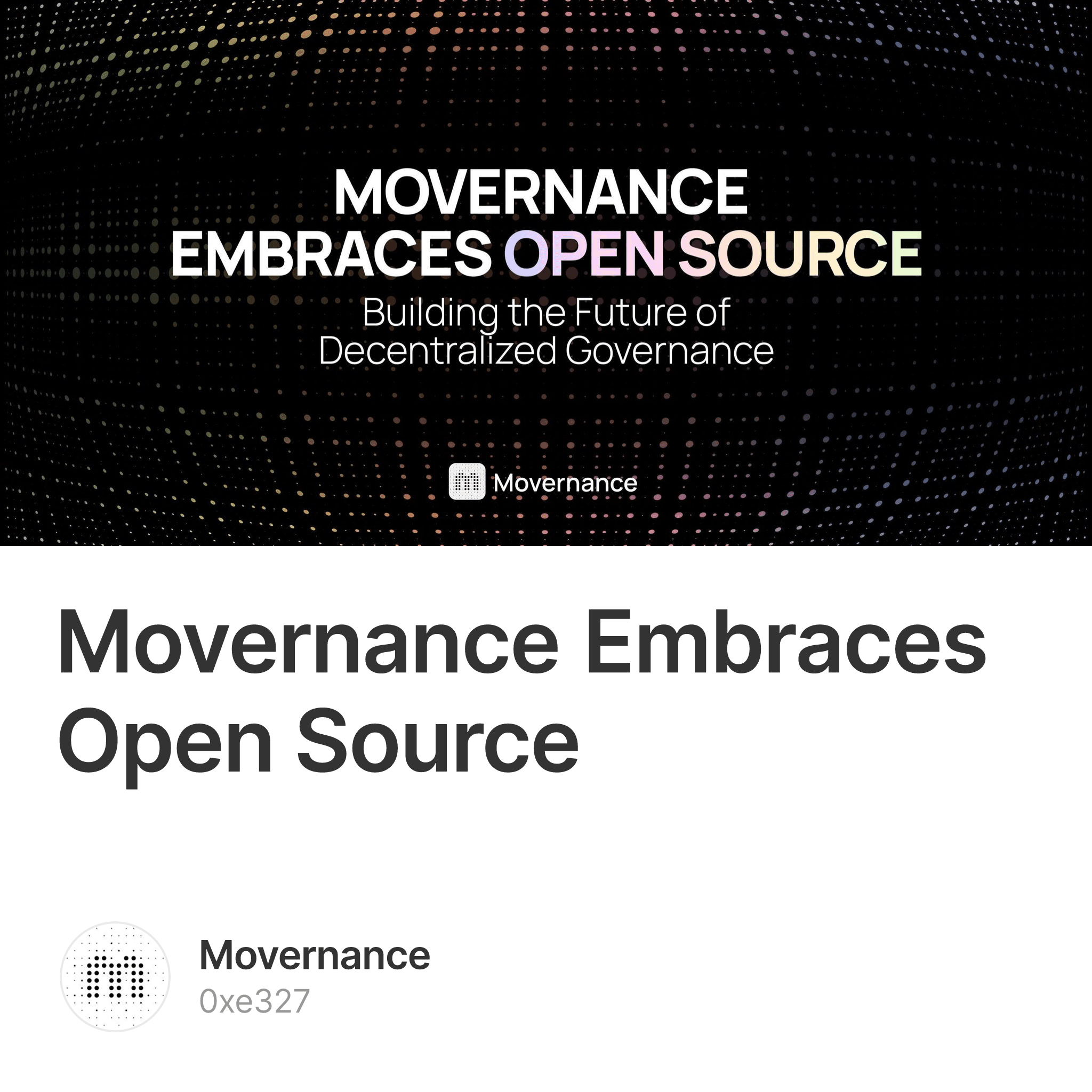 Movernance Embraces Open Source - Collection | OpenSea