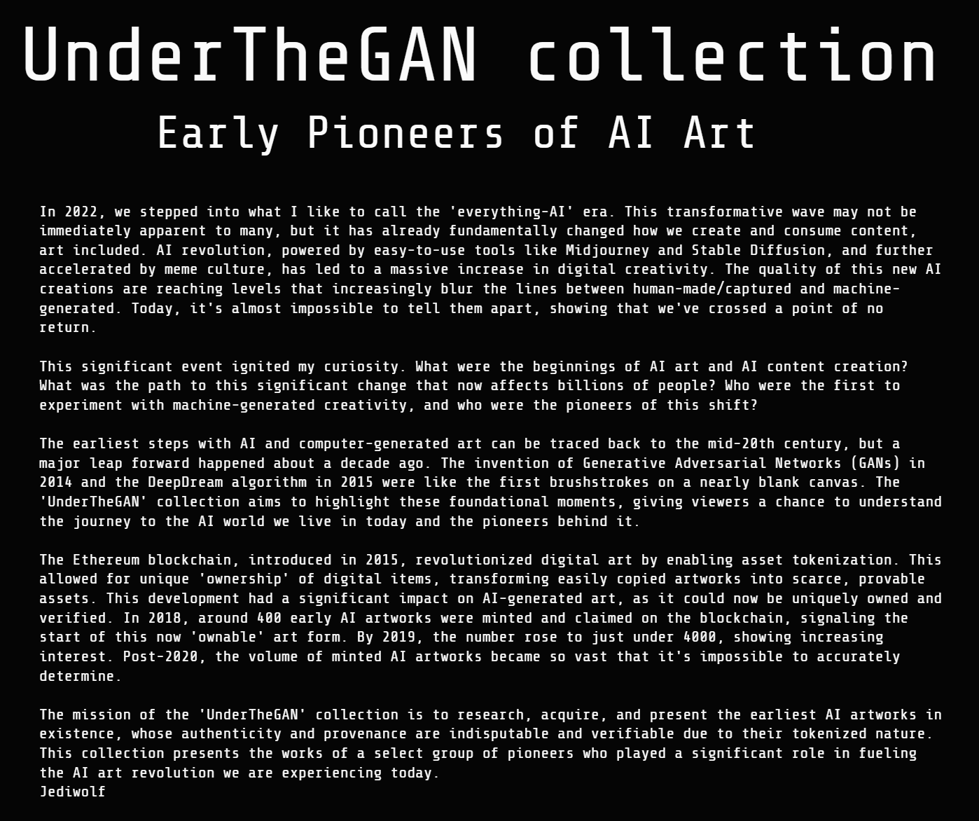 Underthegan Early Ai Art Collection Physical Artworks Collection Opensea 