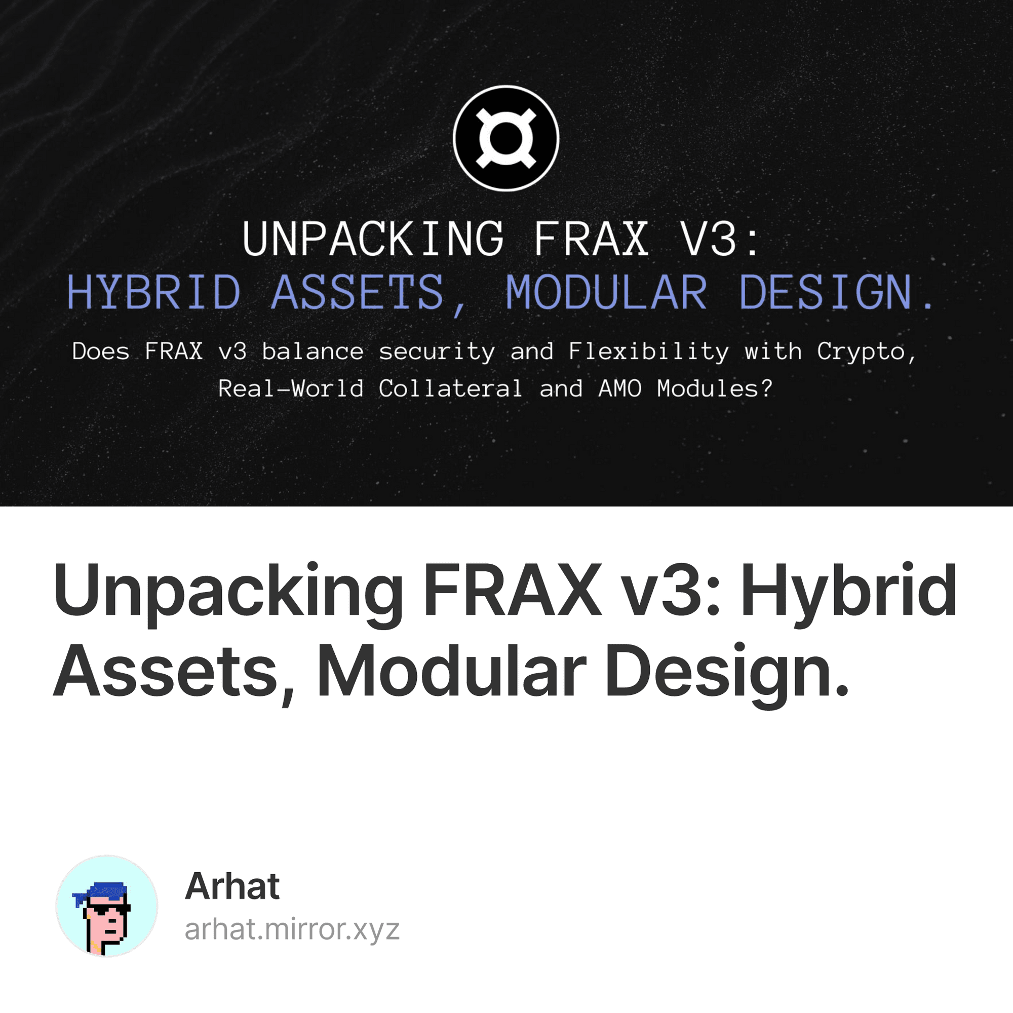 Unpacking FRAX v3: Hybrid Assets, Modular Design. - Collection | OpenSea